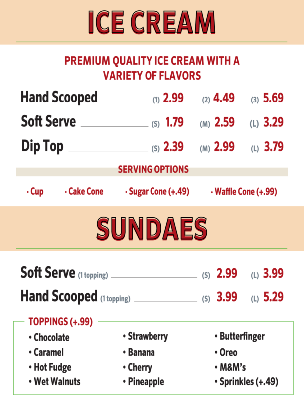 Menu | Dairi-O Restaurants