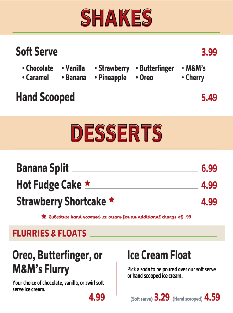 Menu | Dairi-O Restaurants